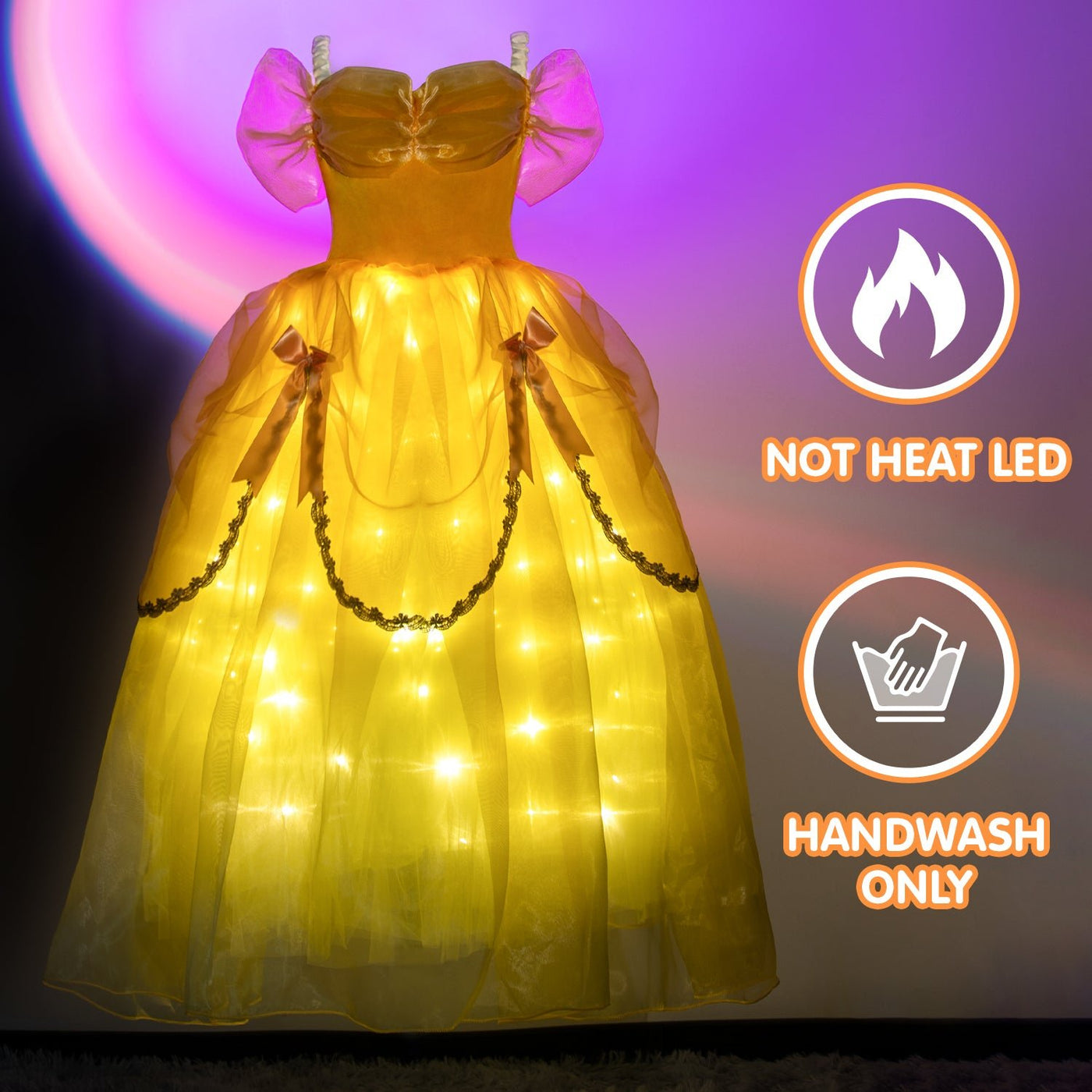 Light up Princess Belle Costume Dress - Uporpor