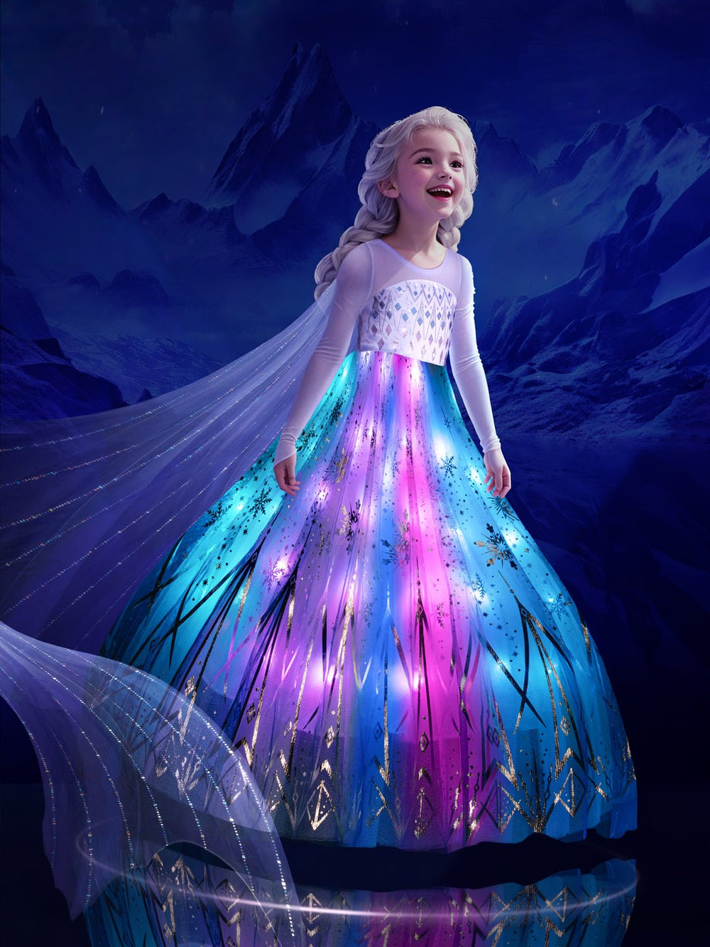 Festive Elsa LED Princess Gown - Toddler Birthday and Christmas Dress ...