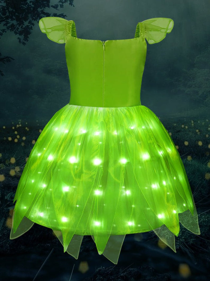 Glowing short-sleeve Tink Bell Costume for Girls Fancy Party Fairy ...