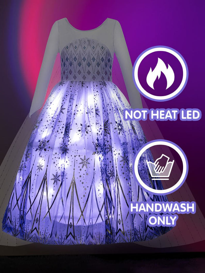 Festive Elsa LED Princess Gown - Toddler Birthday and Christmas Dress ...