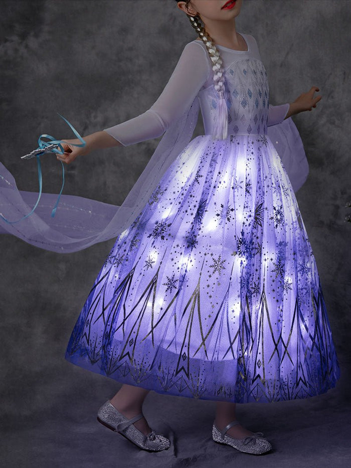 Festive Elsa LED Princess Gown - Toddler Birthday and Christmas Dress ...